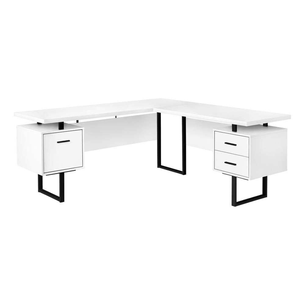 HomeRoots 71" White And Black L Shape Computer Desk - Walmart.com