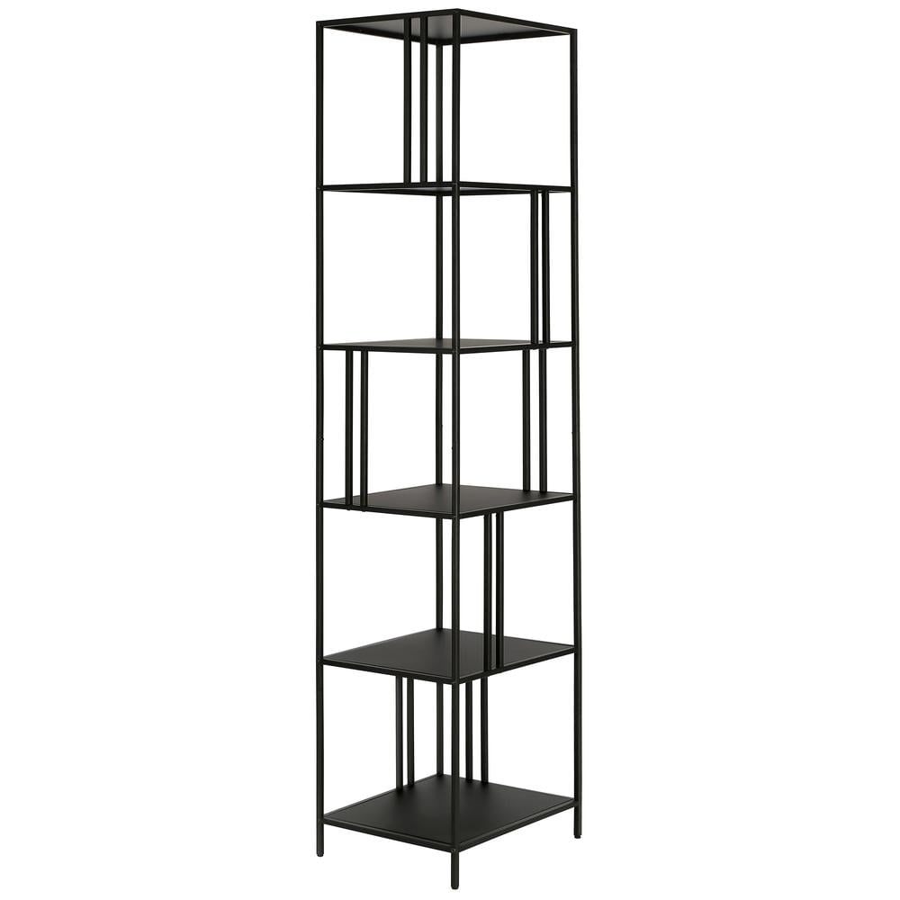 HomeRoots 76" Black Metal Five Tier Etagere Bookcase - Walmart.com