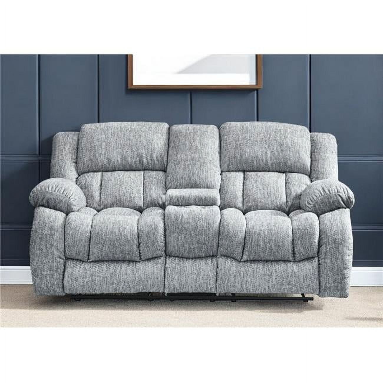 HomeRoots 561562 77 in. Light Gray Manual Reclining Loveseat with ...
