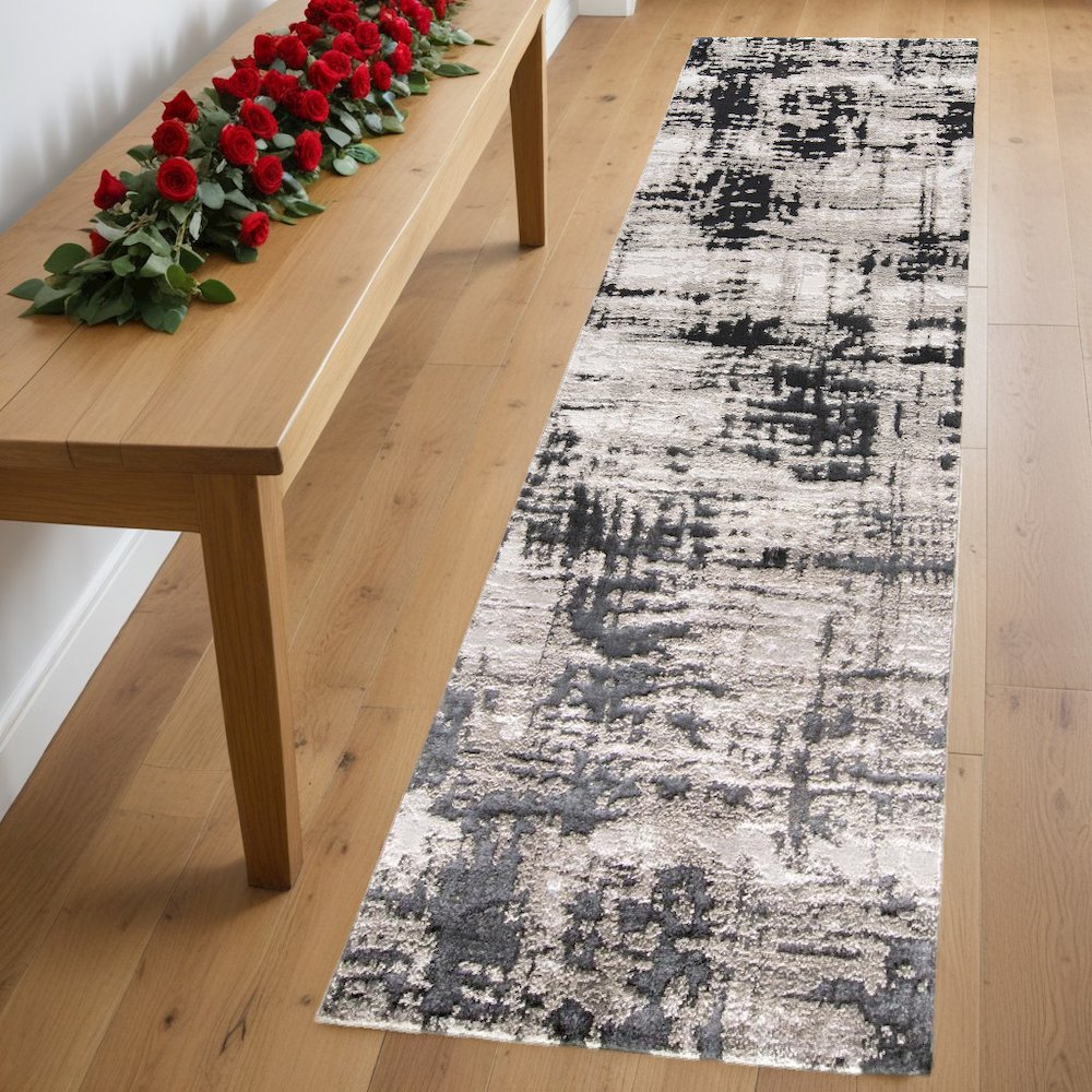 HomeRoots 8' Black White And Gray Runner Rug - Walmart.com