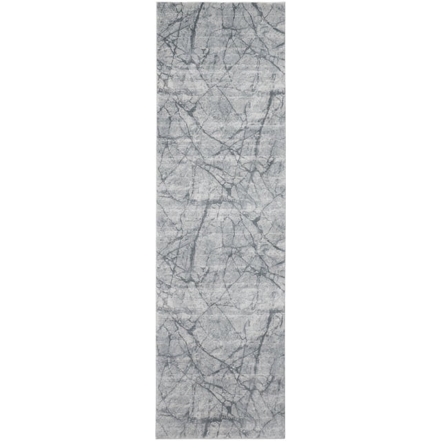 HomeRoots 8' Blue Gray And Ivory Abstract Distressed Stain Resistant ...