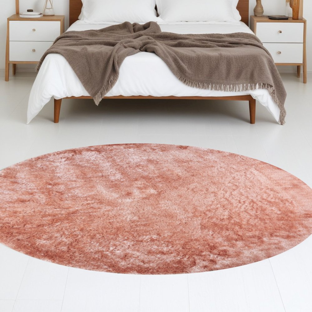 HomeRoots 8' Pink Round Shag Tufted Handmade Area Rug - Walmart.com