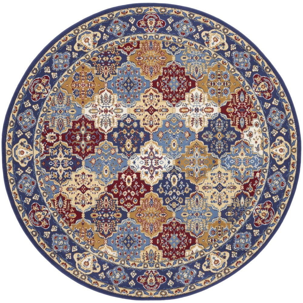 HomeRoots 8' Red Round Damask Power Loom Area Rug - Walmart.com