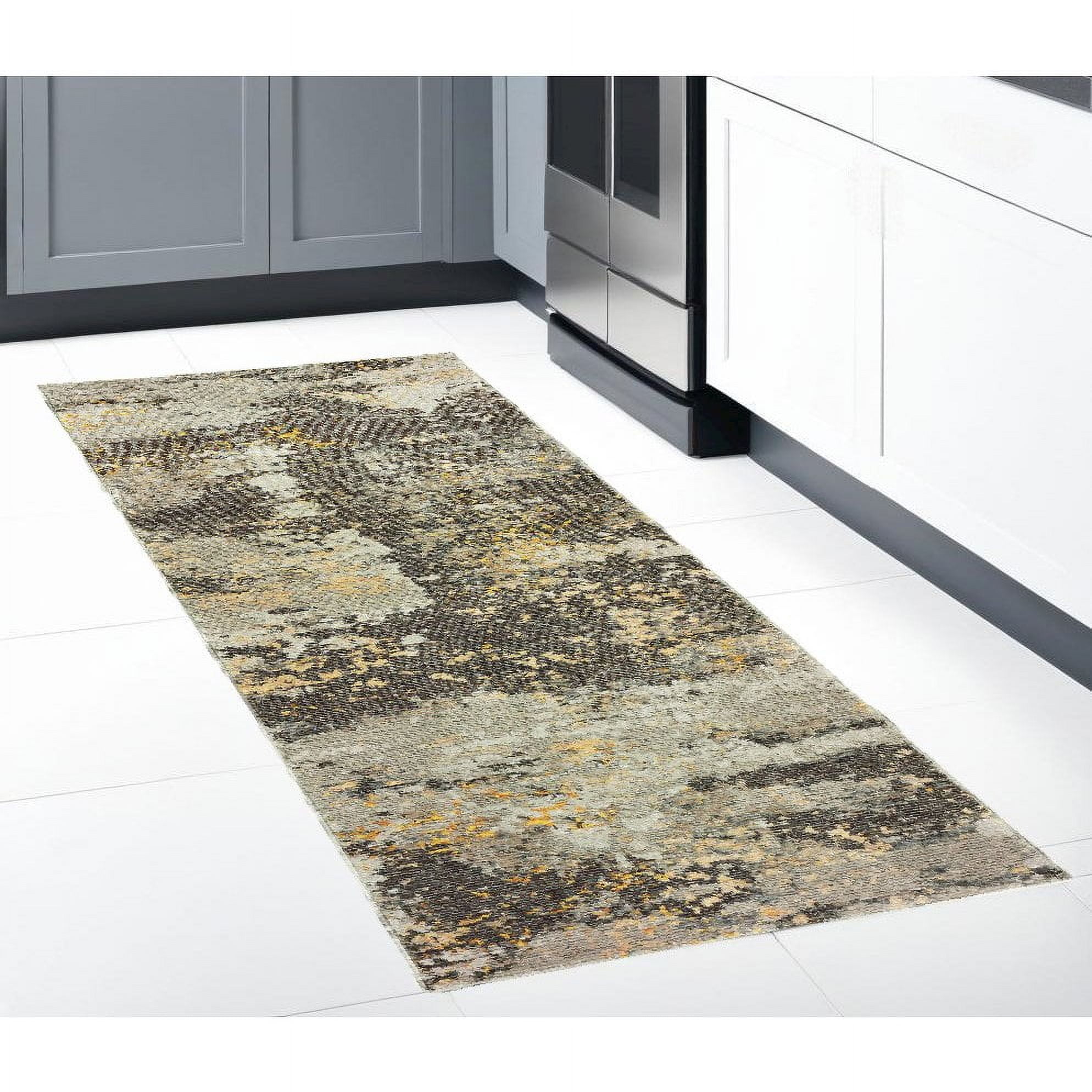 HomeRoots 8' Runner Gray And Ivory Abstract Power Loom Runner Rug ...