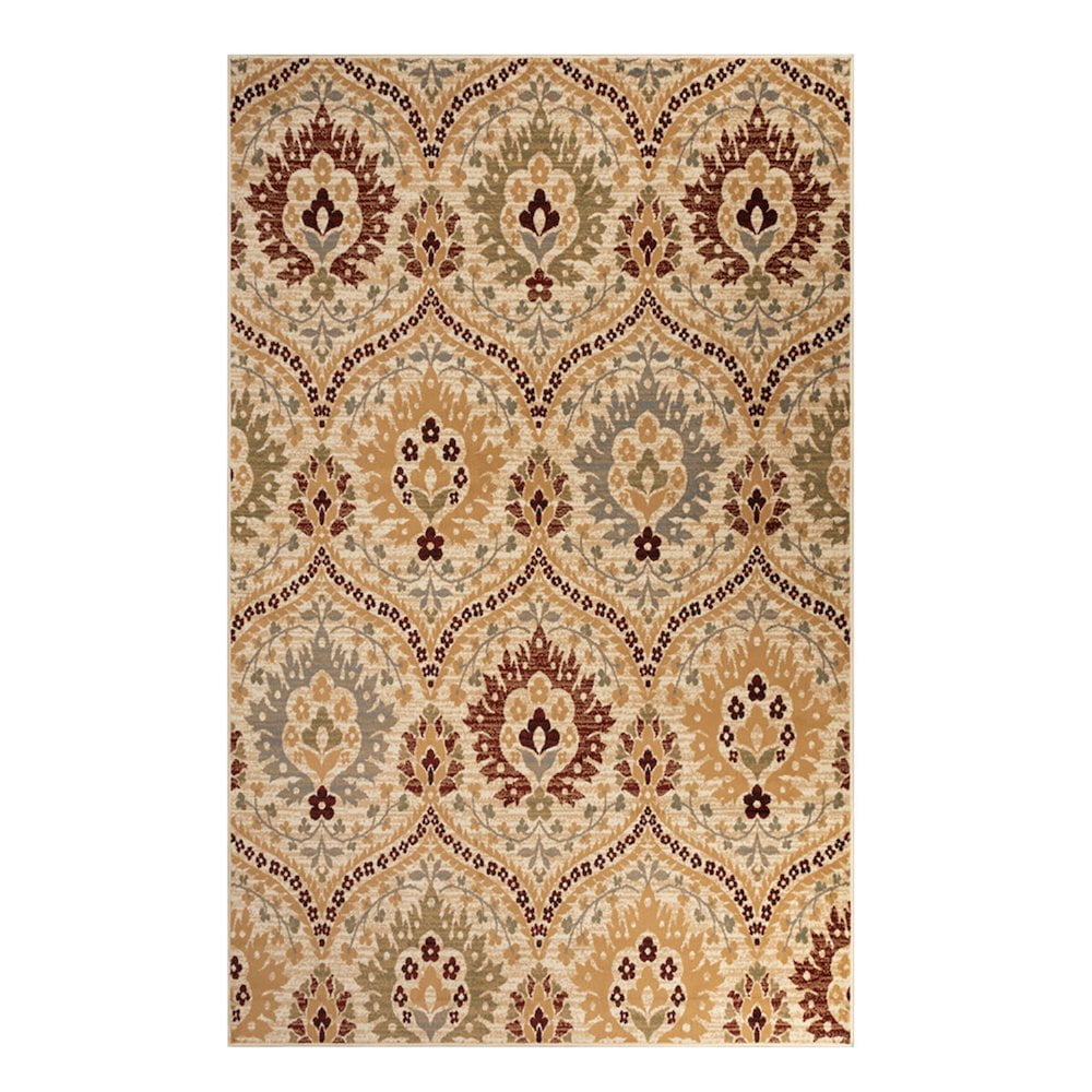 HomeRoots 8' X 10' Camel Gray And Rust Floral Stain Resistant Area Rug ...