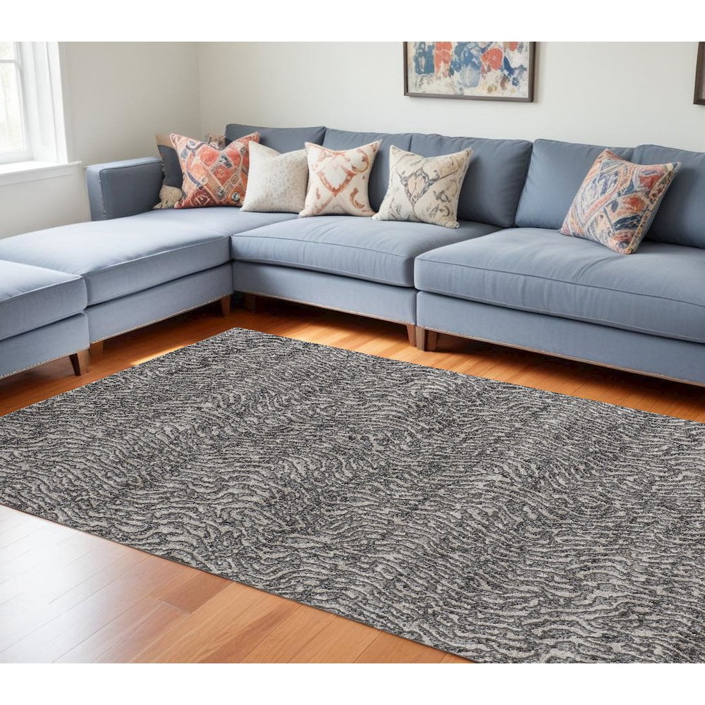 HomeRoots 8' X 10' Gray And Ivory Abstract Power Loom Area Rug ...