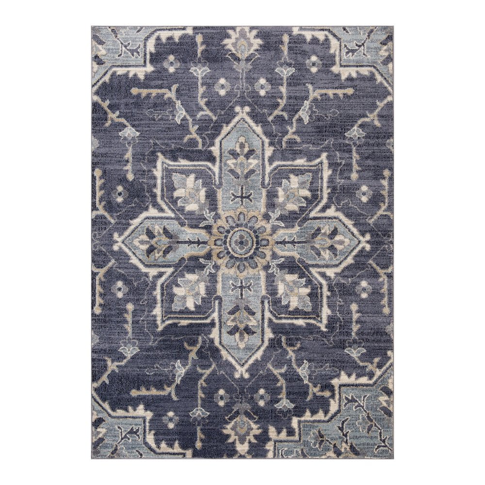 HomeRoots 8' X 10' Purple And Ivory Medallion Power Loom Area Rug ...