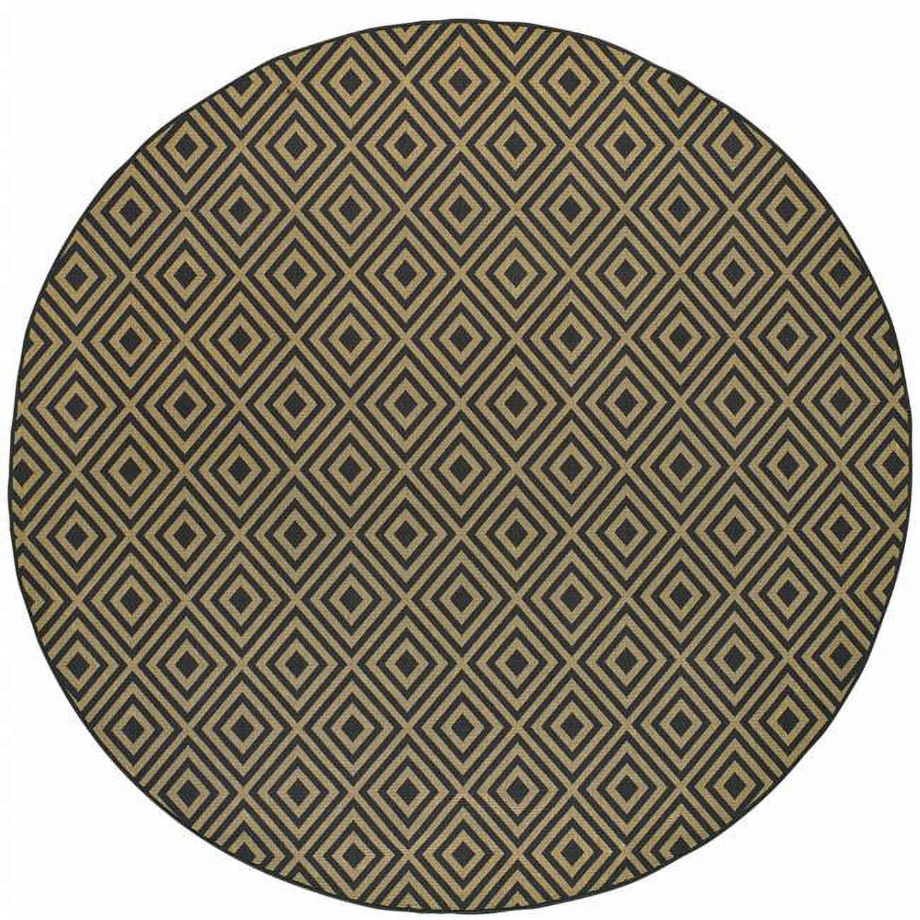 HomeRoots 8 ft. Black Geometric Stain Resistant Indoor & Outdoor Round ...