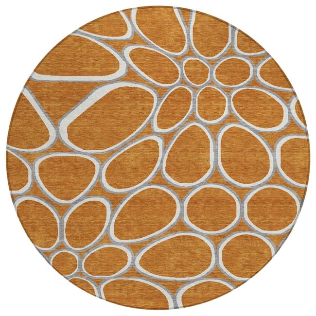 HomeRoots 600560 8 ft. Copper, Gray & Ivory Round Abstract Washable ...