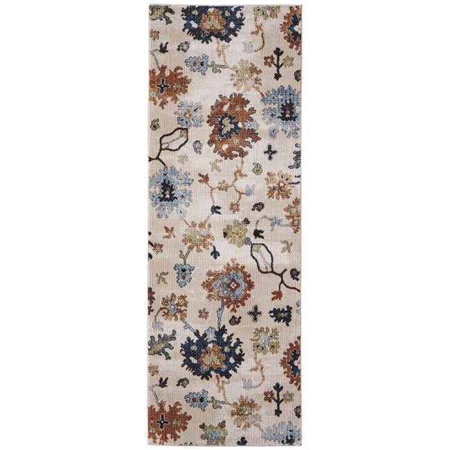 HomeRoots 617140 8 ft. Ivory, Red & Blue Floral Runner Rug - Walmart.com