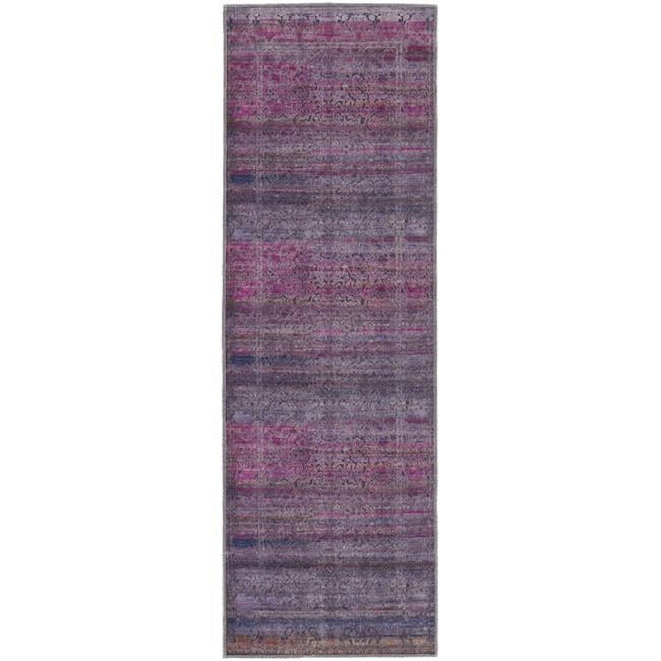 HomeRoots 8 ft. Pink & Purple Floral Power Loom Runner Area Rug - Pink ...