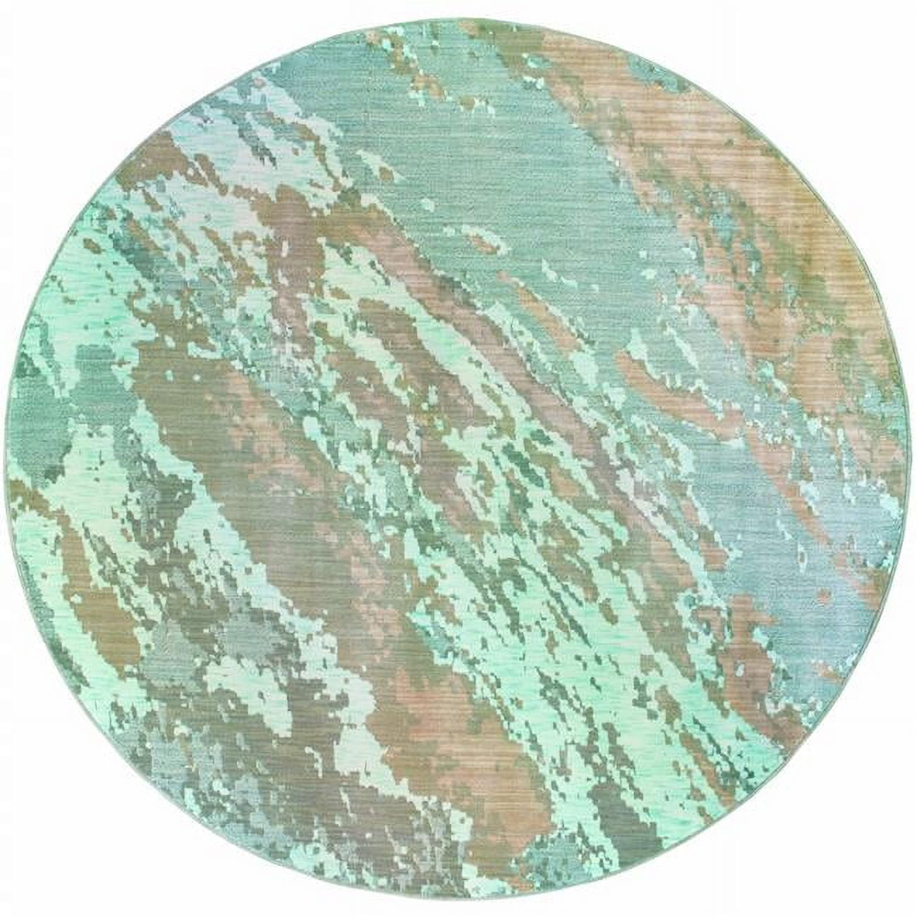 HomeRoots 8 ft. Round Blue & Gray Abstract Impasto Area Rug - Blue Gray ...