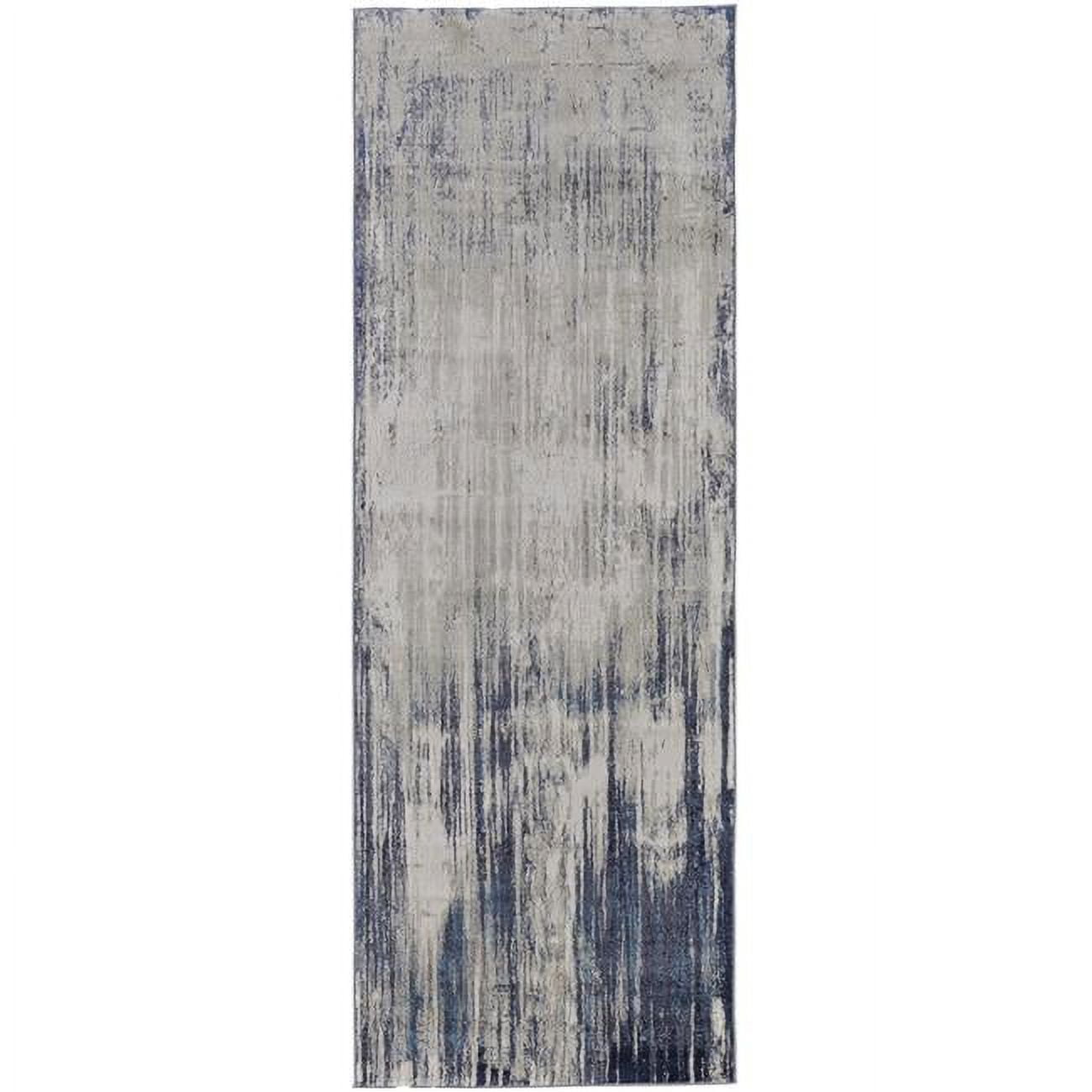 HomeRoots 8 ft. Tan Blue & Ivory Abstract Power Loom Distressed Runner ...
