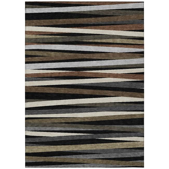 HomeRoots 597304 8 x 10 ft. Black, Brown & Ivory Striped Washable ...