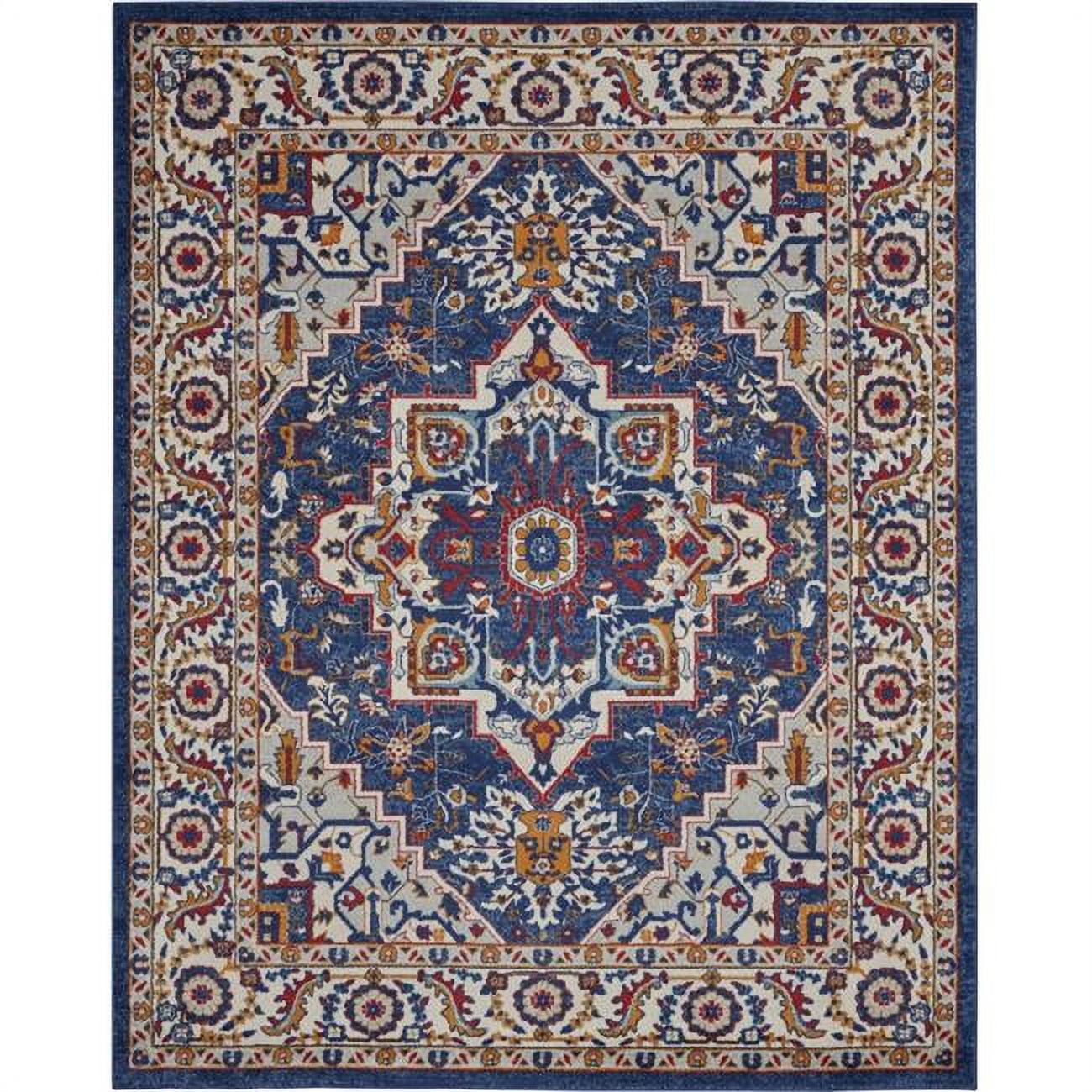 HomeRoots 8 x 10 ft. Blue & Ruby Medallion Area Rug - Blue Ruby - 8' x ...