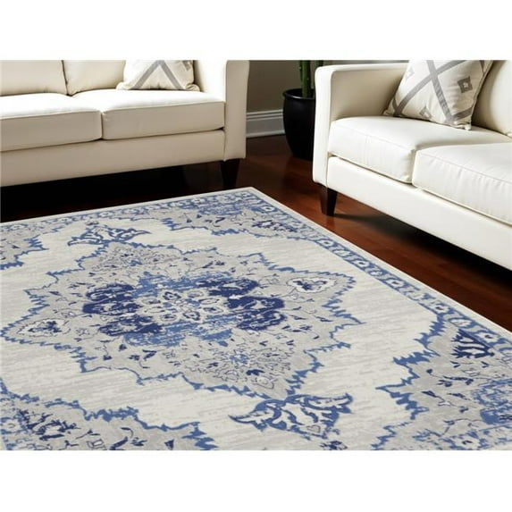 HomeRoots 551043 8 x 10 ft. Floral Medallion Distressed Non Skid ...