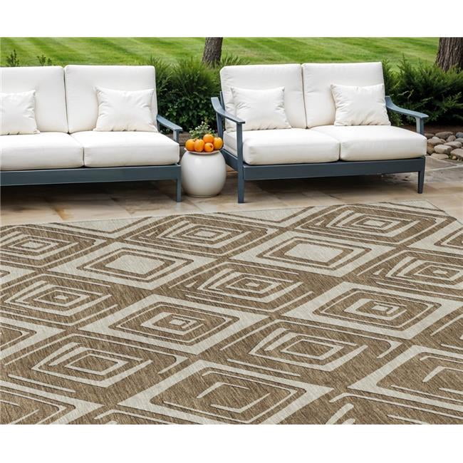 HomeRoots 589935 8 x 10 ft. Geometric Washable Indoor & Outdoor ...