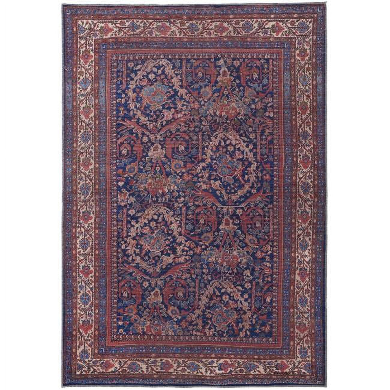 HomeRoots 8 x 10 ft. Red Blue & Tan Floral Power Loom Rectangle Area ...
