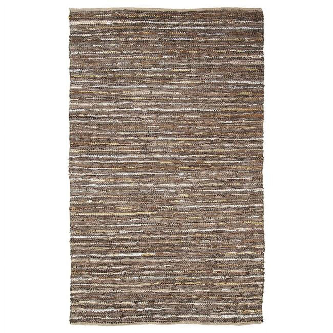 HomeRoots 8 x 10 ft. Striped Handmade Leather Rectangle Area Rug ...