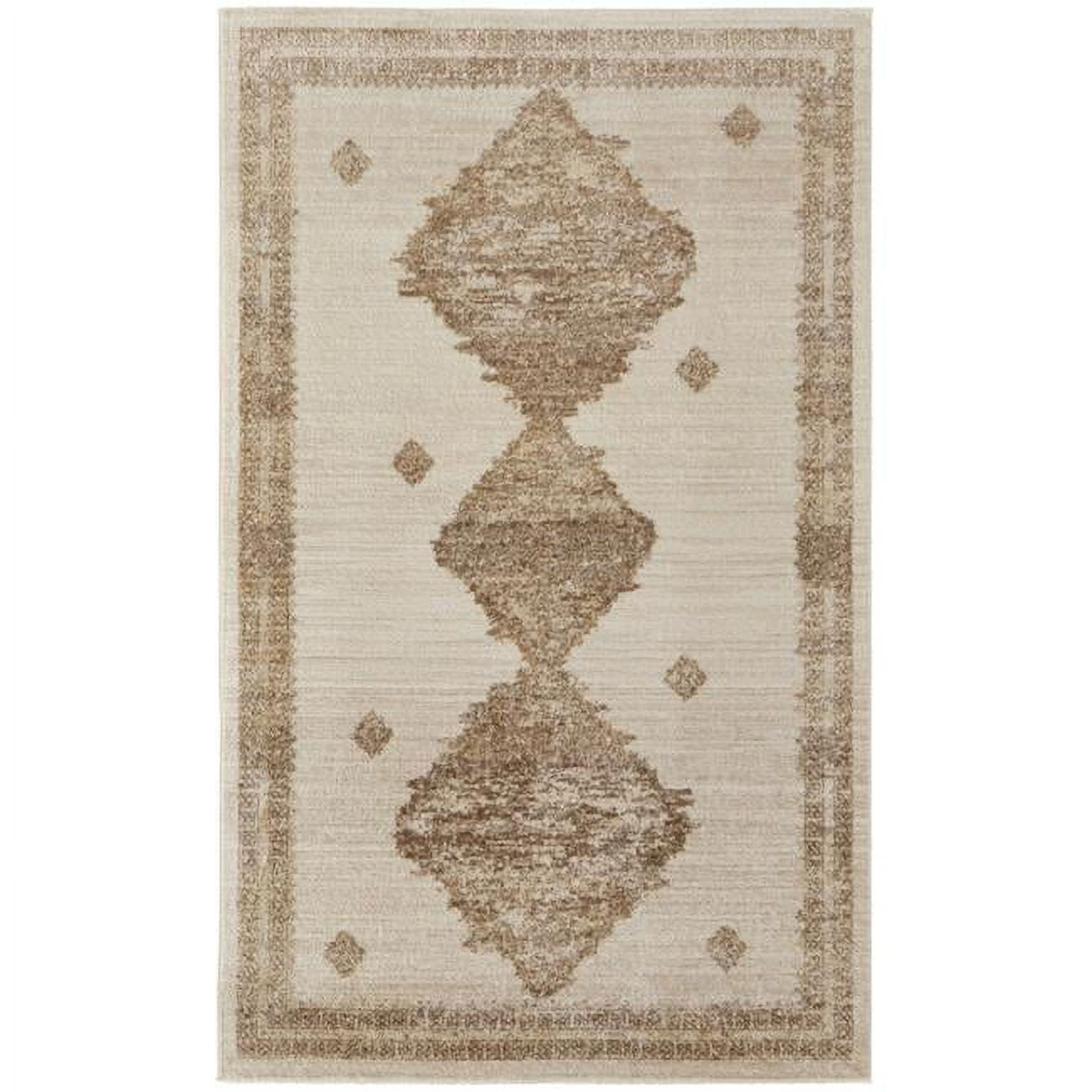 HomeRoots 8 x 10 ft. Tan & Ivory Geometric Power Loom Distressed ...