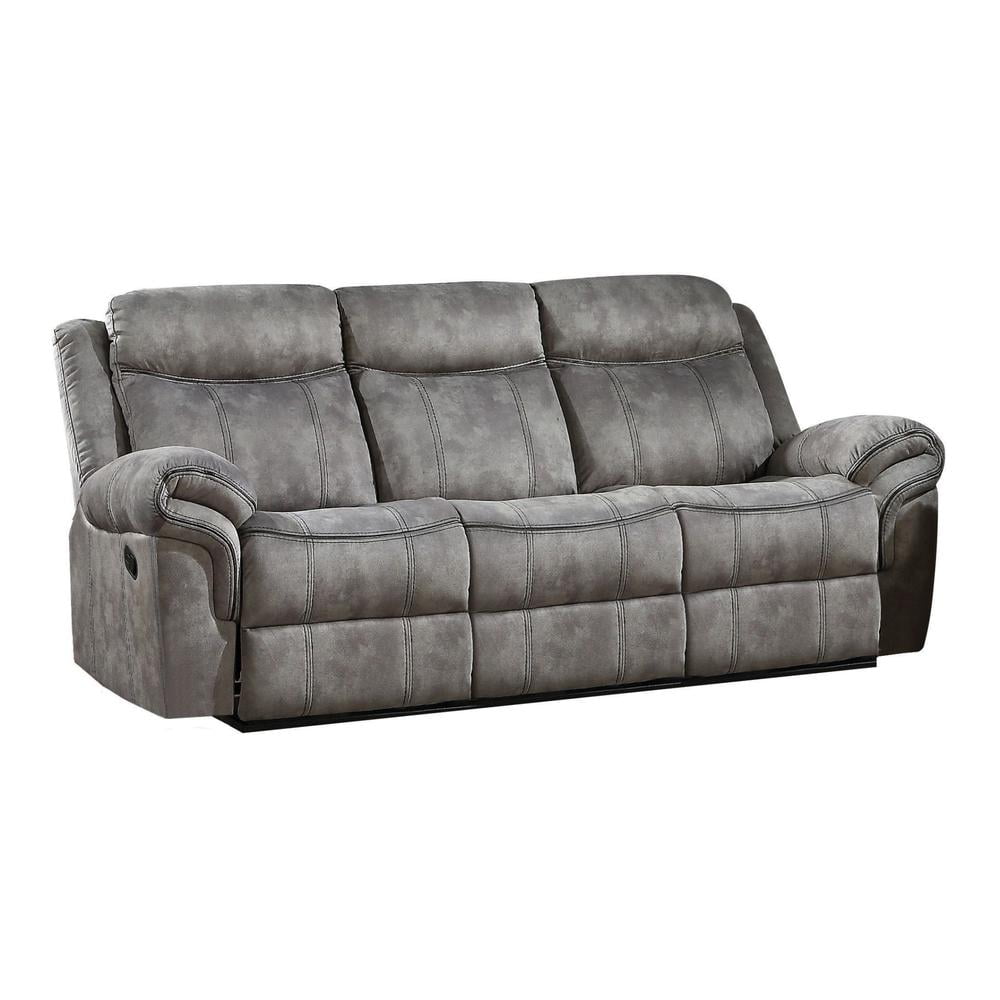 HomeRoots 87" Gray And Black Velvet Reclining USB Sofa - Walmart.com
