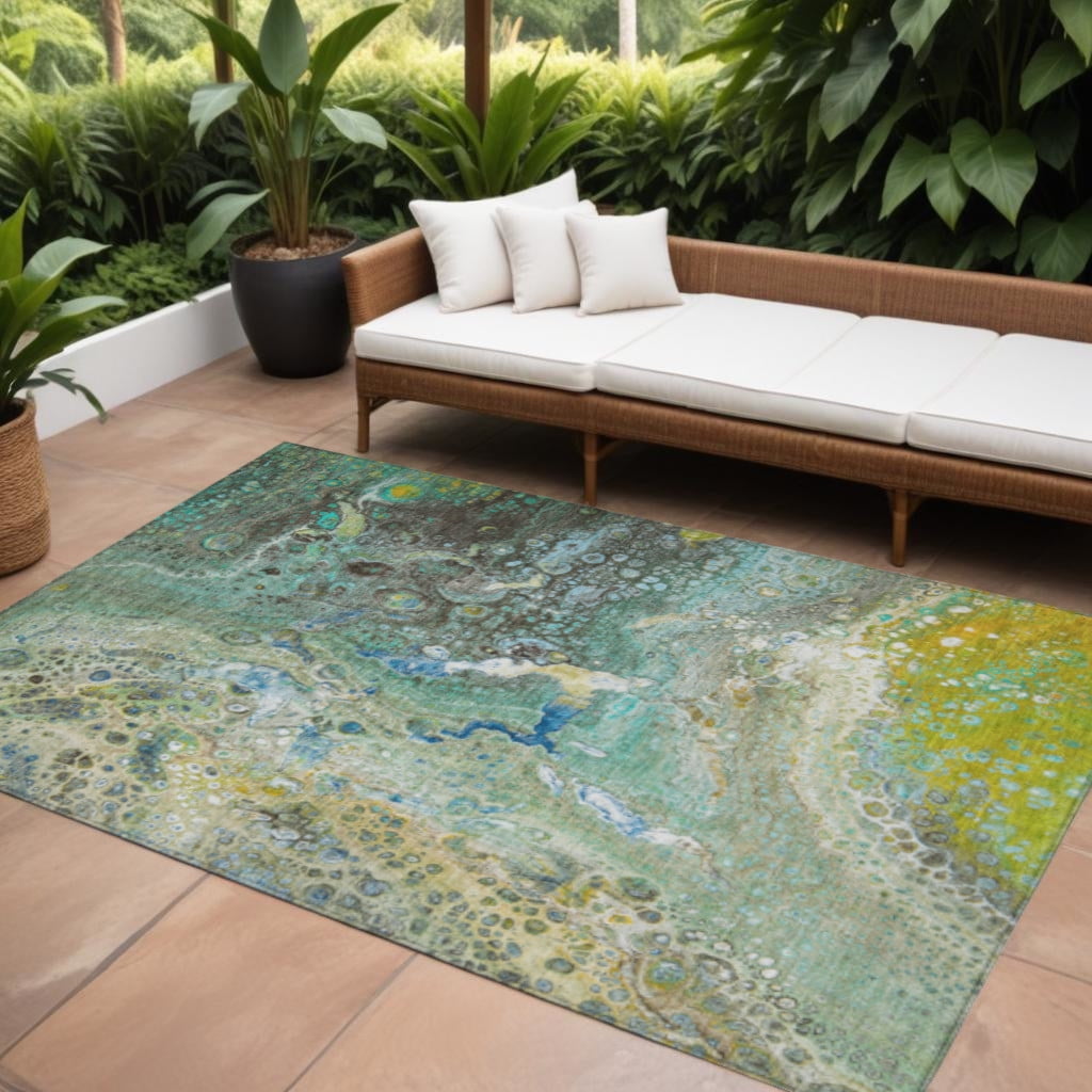 HomeRoots 577437 9 x 12 ft. Abstract Washable Indoor & Outdoor ...