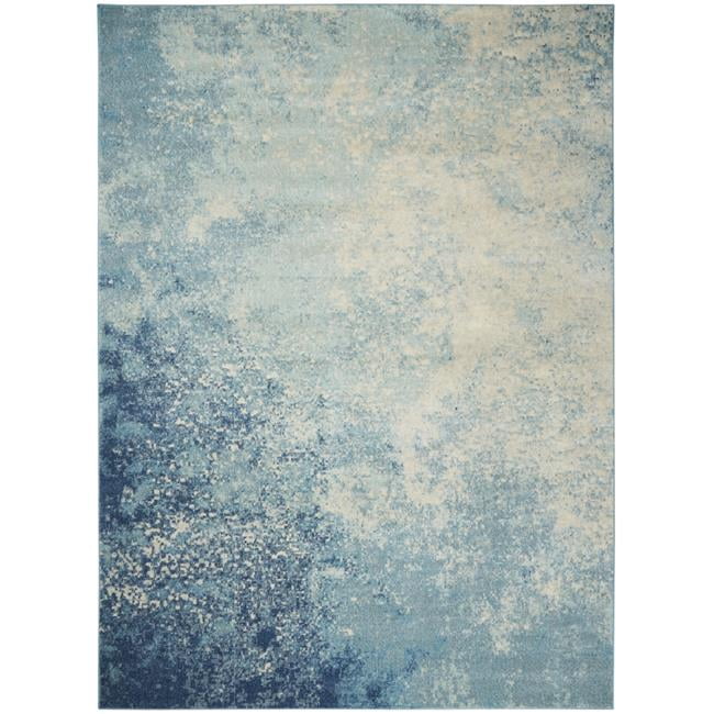 HomeRoots Blue Abstract Rectangle Area Rug, 9 x 12 ft, Power Loom ...