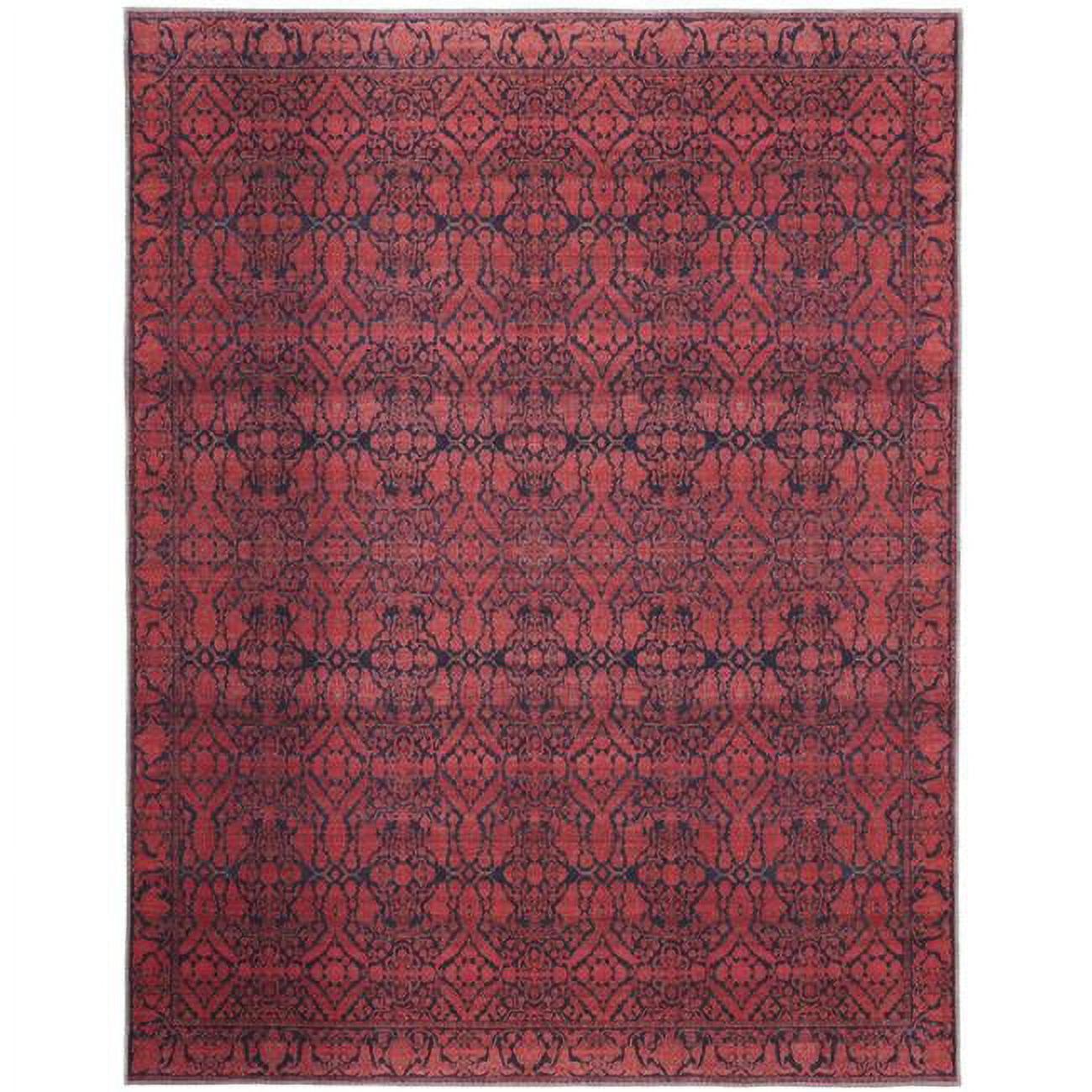 HomeRoots 9 x 12 ft. Red & Black Floral Power Loom Rectangle Area Rug ...