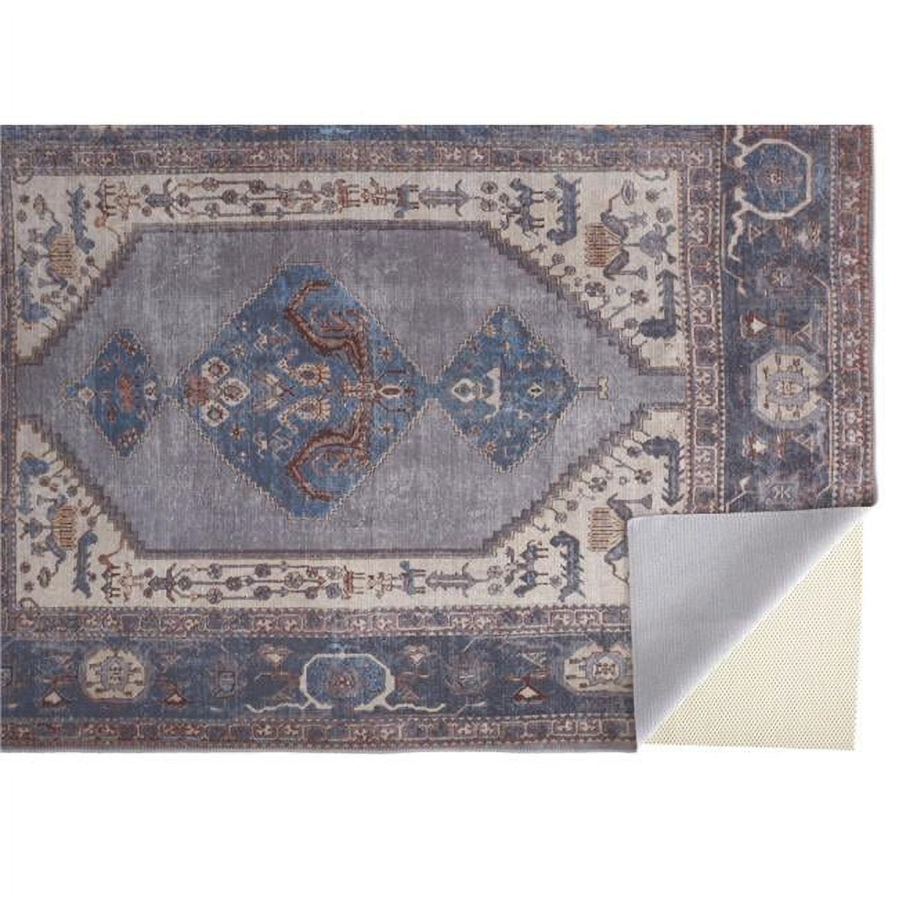 HomeRoots Blue Brown & Ivory Floral Rectangle Area Rug - 8 x 10 ft ...