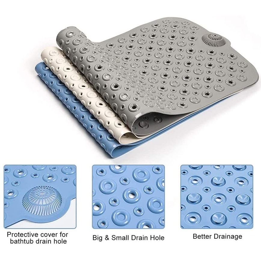 HomeRoots Blue Bubbles Drain Hole Bathrub Mat - Walmart.com