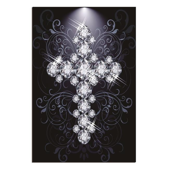 HomeRoots 618570 Blue Diamond Studded Cross Unframed Acrylic Wall Art ...