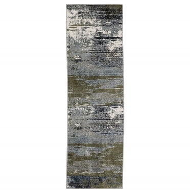 10 x 13 ft. Beige Blue Green Rust & Gray Oriental Power Loom Stain ...