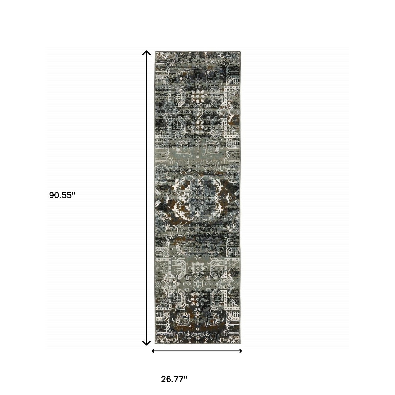 HomeRoots Charcoal Rust Gold And Brown Oriental Power Loom Stain ...