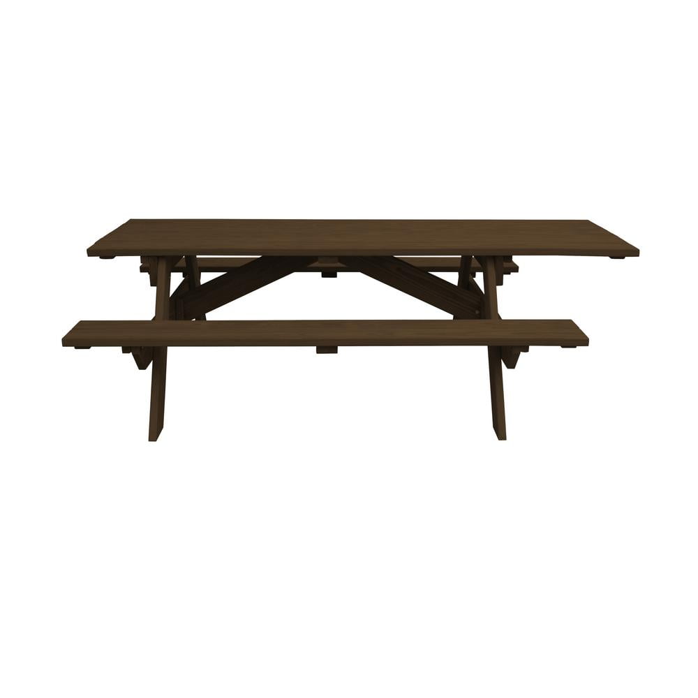 HomeRoots Dark Brown Solid Wood Outdoor Picnic Table - Walmart.com