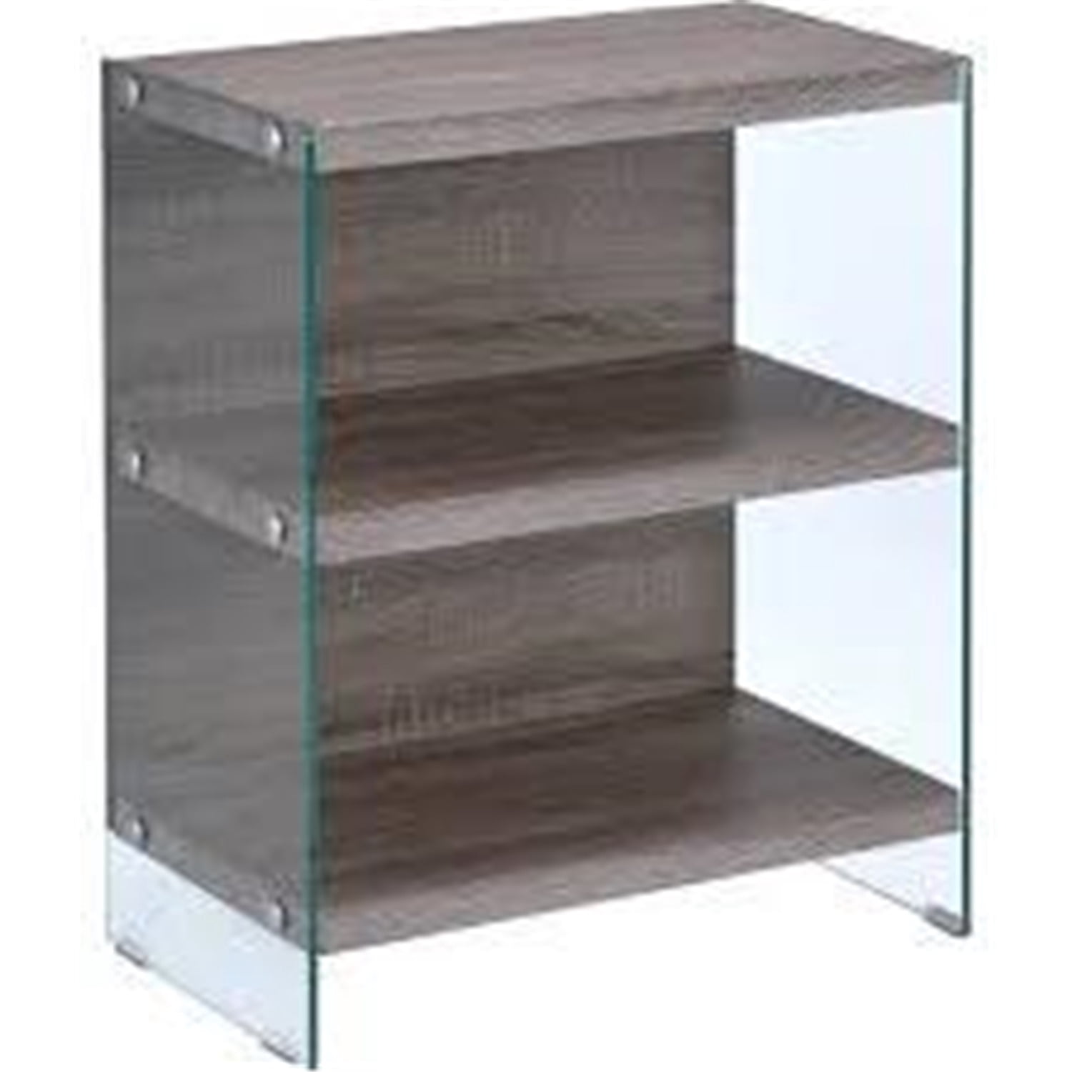 HomeRoots Decor 24-inch X 12-inch X 30-inch Clear Glass And Gray Oak ...