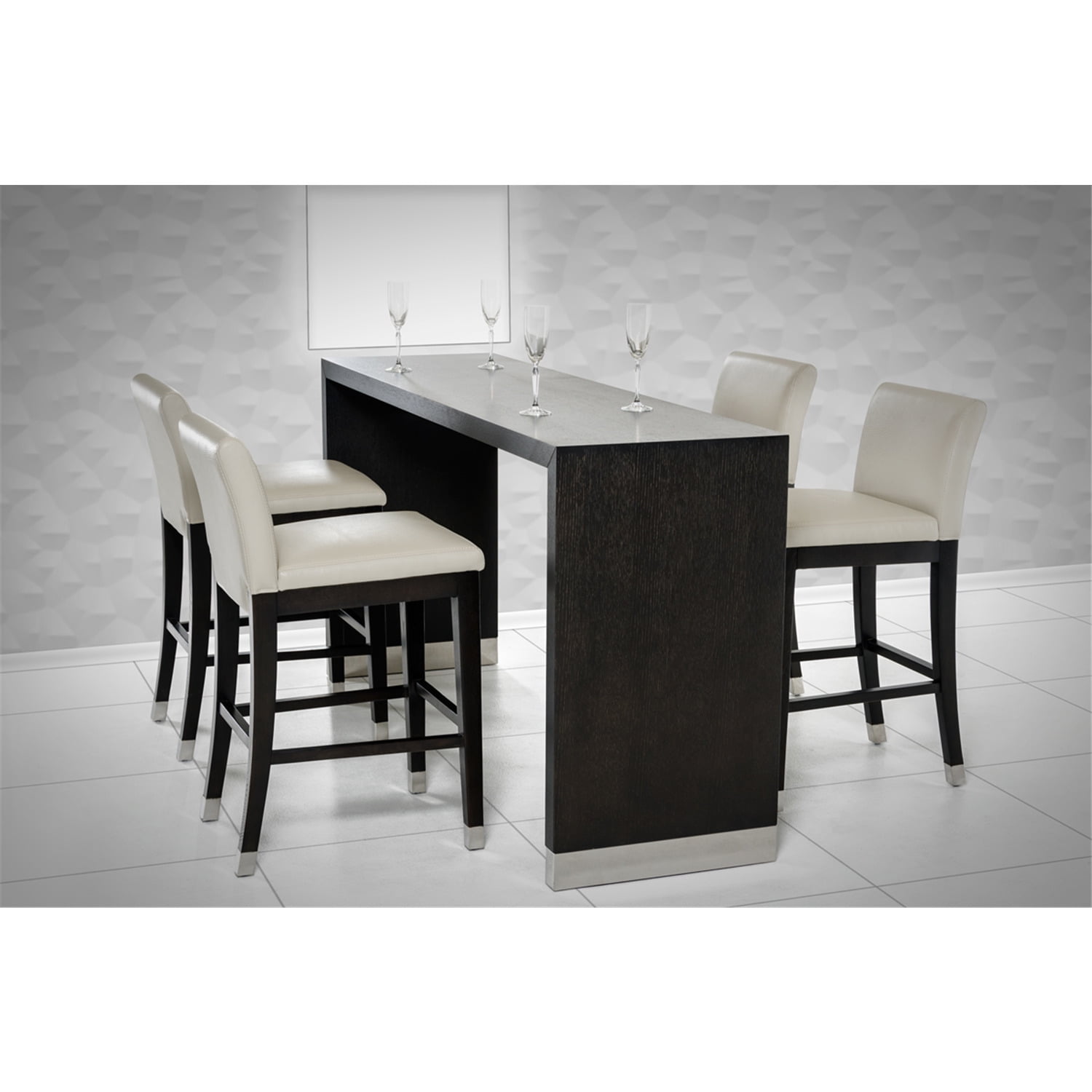 HomeRoots Decor 35-inch Wenge Veneer and Stainless Steel Bar Table ...