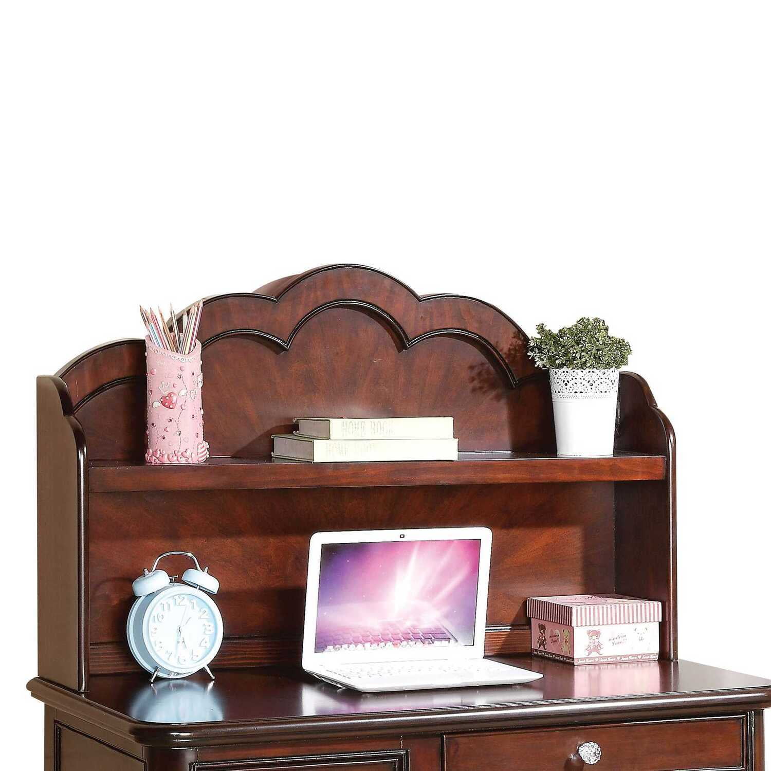 HomeRoots Decor Arched top Wooden Computer Hutch with Open Shelf, Brown ...