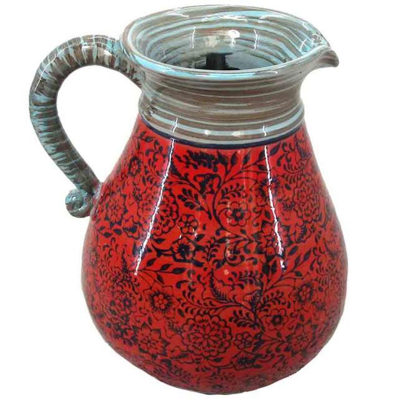 HomeRoots Decor Ceramic Pitcher Vase with Floral Print Texture ...