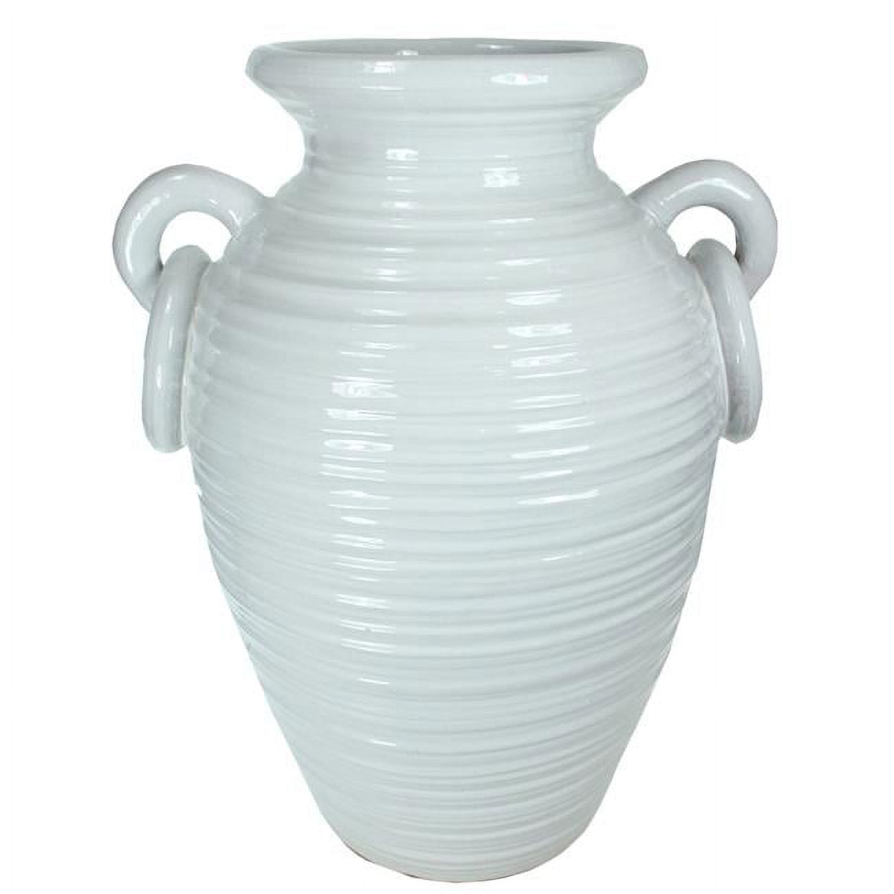 HomeRoots Decor Decorative Urn Shaped Ceramic Pot with Ring Handles ...