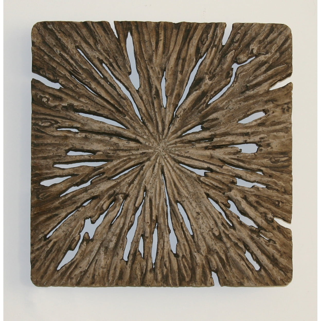 HomeRoots Decor Square Rotten Wood Sandstone Wall Decor with Cut Outs ...