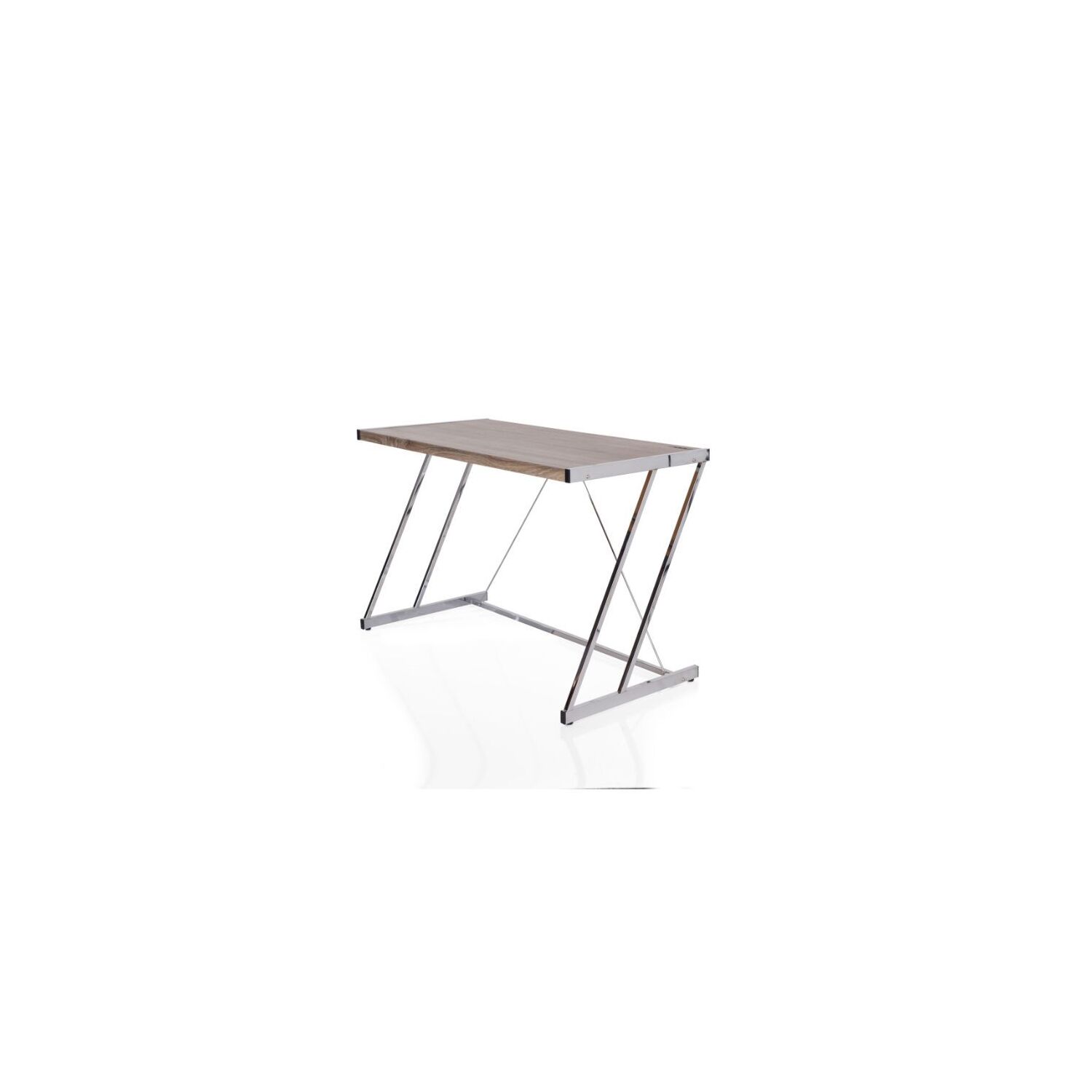 HomeRoots Finis Writing Desk - Weathered Oak & Chrome - 32 x 47 x 47 in ...