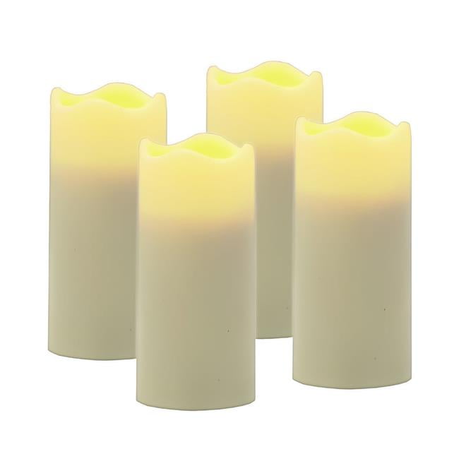 HomeRoots 485147 Flameless Pillar Candles, Ivory - Set of 4 - Walmart.com
