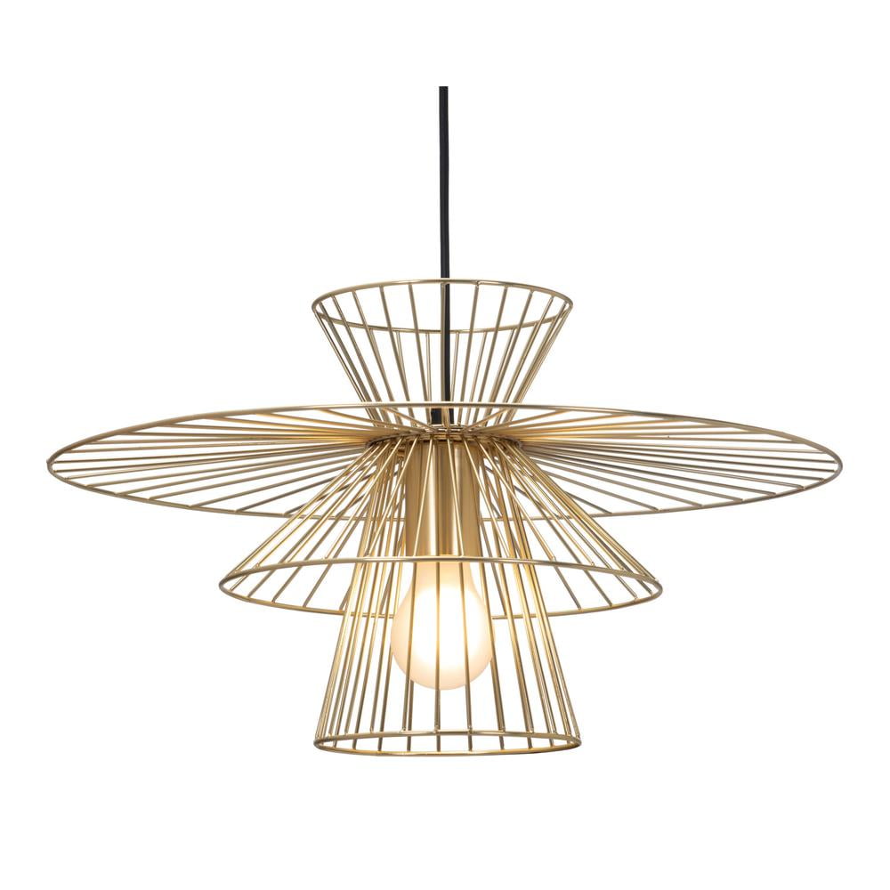 HomeRoots Gold Caged Geometric Metal Hanging Ceiling Light - Walmart.com