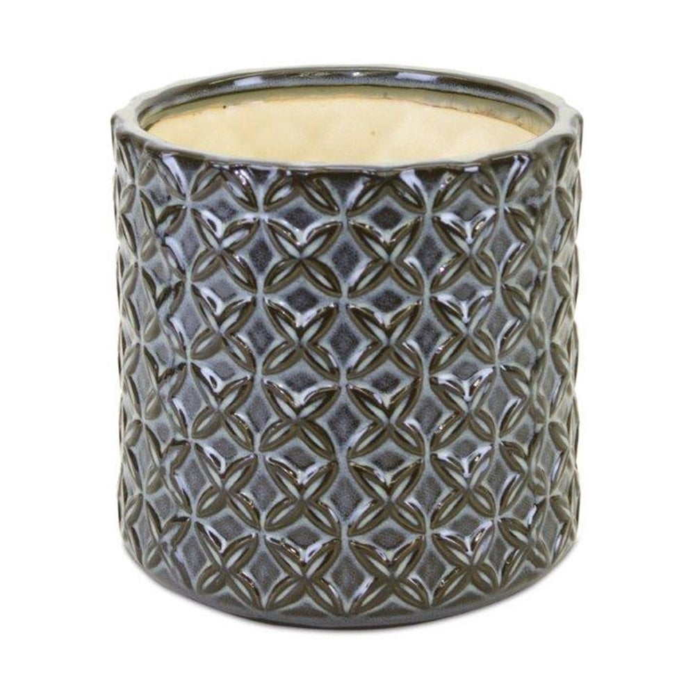 HomeRoots Gray And Brown Set Of Two Clay 7.20346 Ounce Round Pot ...