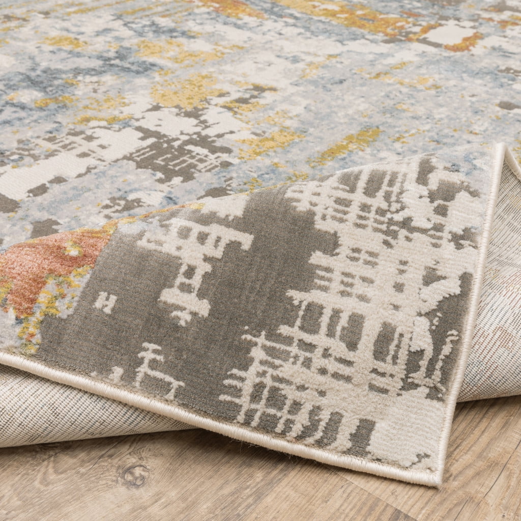 HomeRoots Grey Blue Beige Gold And Rust Abstract Power Loom Stain ...