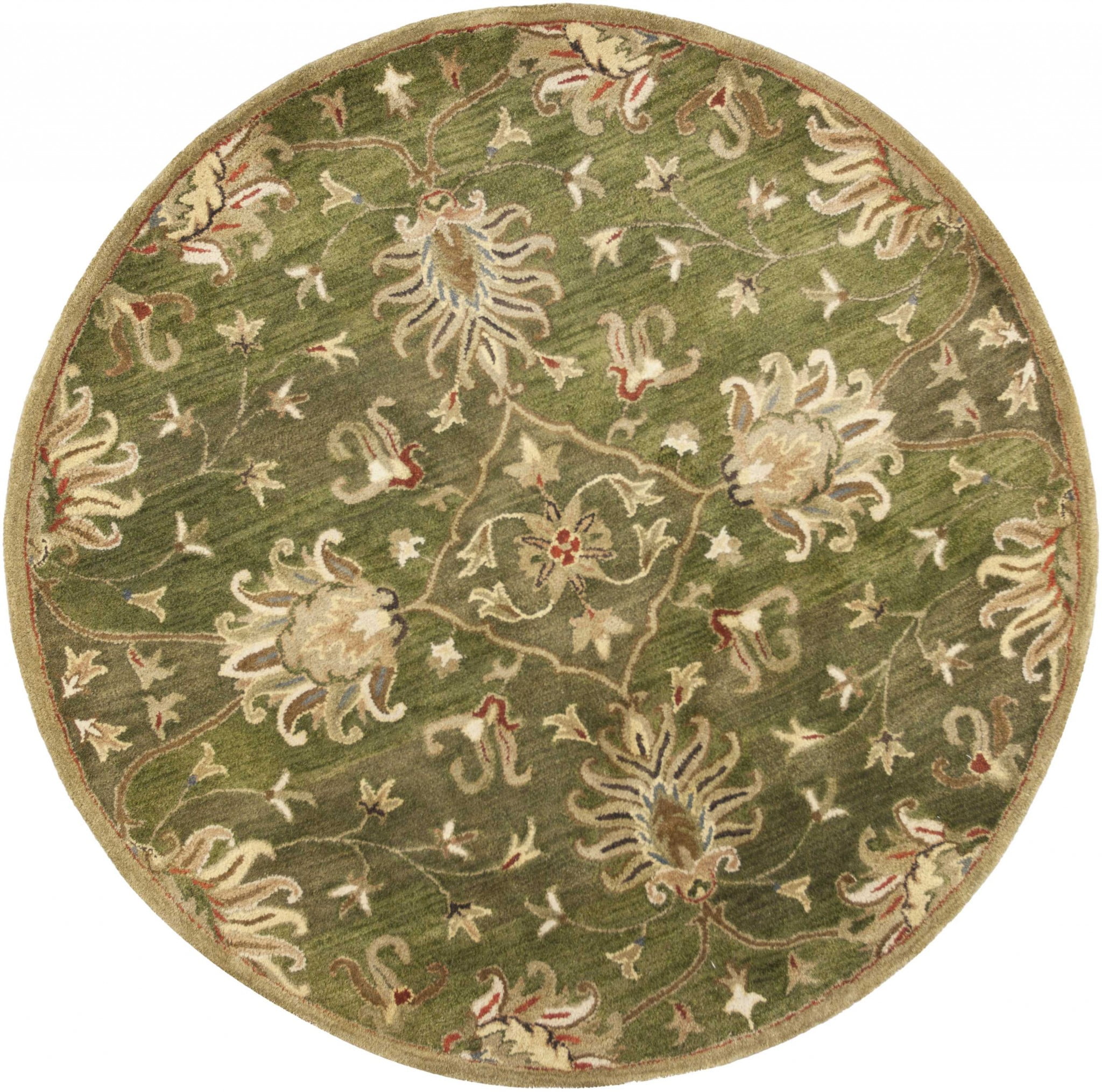 5'6" Round Wool Emerald Green Area Rug - Walmart.com