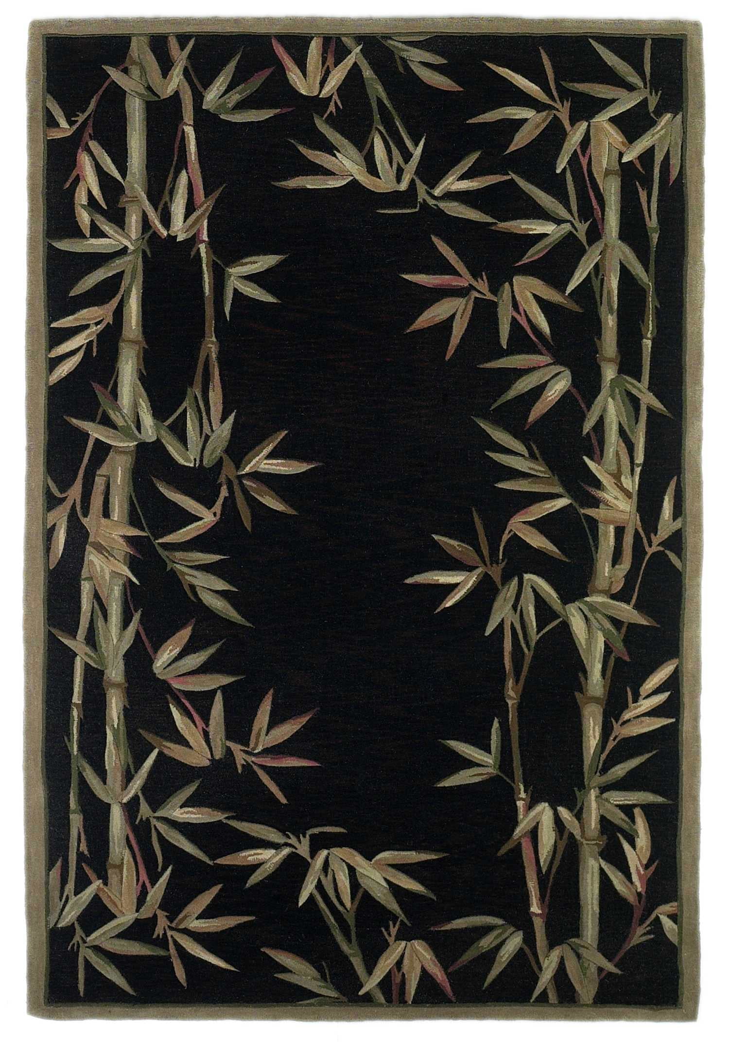 HomeRoots Home Decor 8' x 11' Wool Black and Bamboo Area Rug 350433 ...