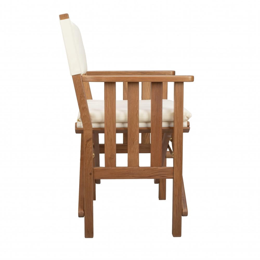 HomeRoots Ivory And Brown Solid Wood Director Chair With Cushion ...