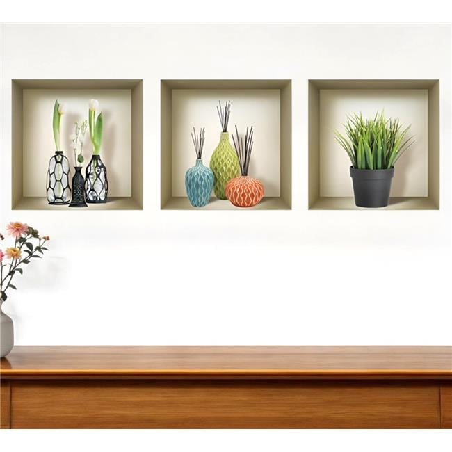 HomeRoots 565412 Joy Faux Niche 3D Peel & Stick Wall Decals - Set of 3 ...