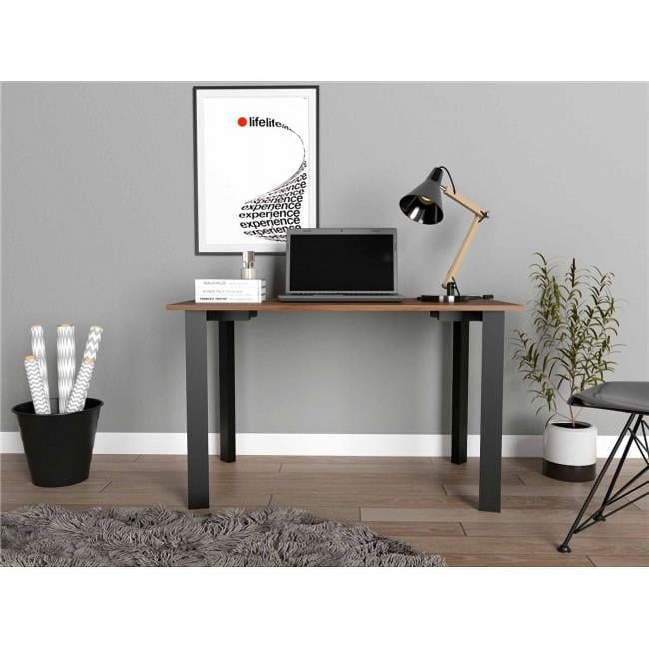 HomeRoots Minimalist Black Computer Table Desk, Mahogany - Walmart.com